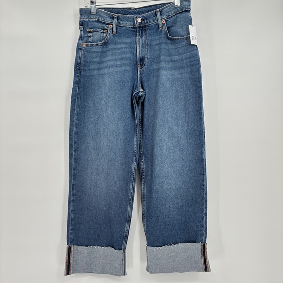 GAP | Jeans | Gap Womens Mid Rise Cuffed 9s Loose Jeans Medium Indigo ...